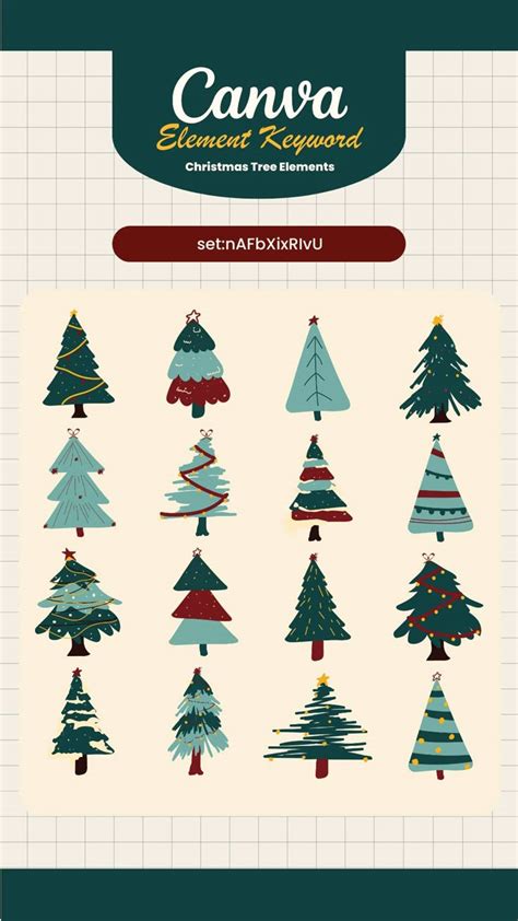 Canva Element Keyword Adn Illustration For Christmas Tree Set