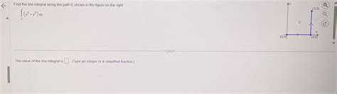 Solved Find The Line Integral Along The Path C Shown In The Chegg