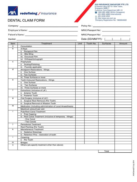 Axa Dental Claim Form Pdf Informed Consent Dentistry