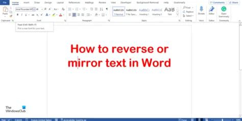 how to reverse or mirror text in word