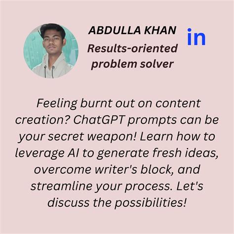 Abdulla Khan On Linkedin Ai For Creatives How Chatgpt Prompts Can Boost Your Workflow