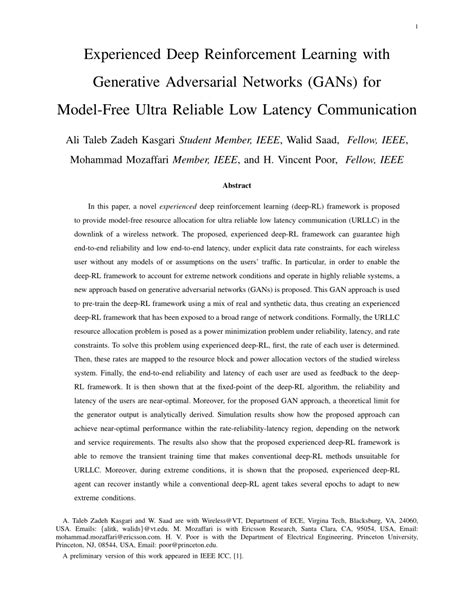 Pdf Experienced Deep Reinforcement Learning With Generative