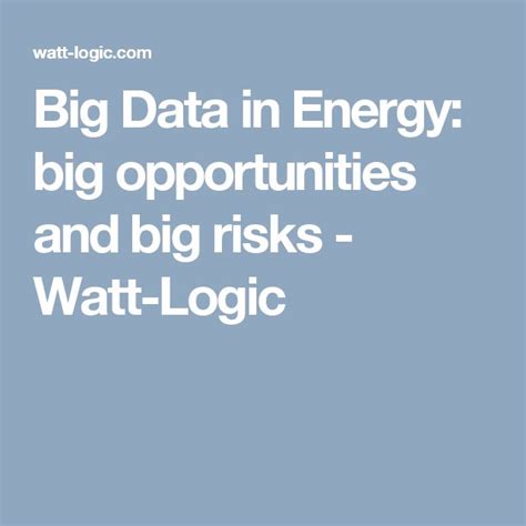 Big Data In Energy Unlocking Opportunities