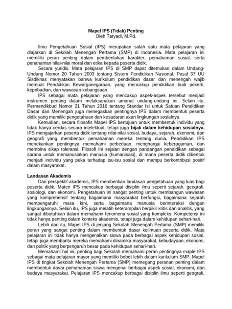 Mapel Ips Tidak Penting Pdf