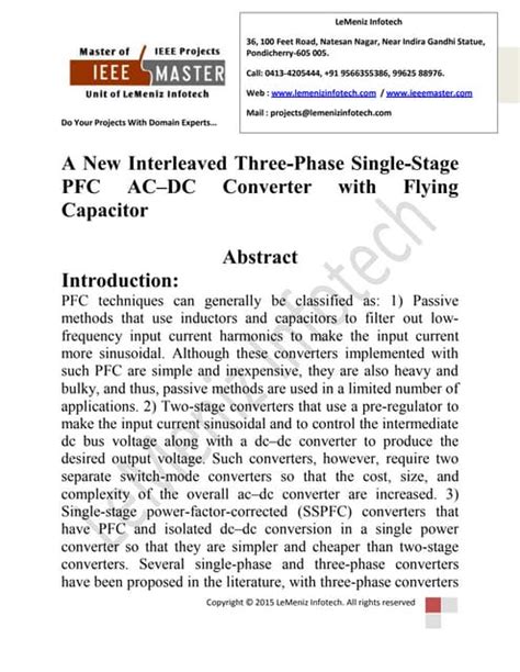 A New Interleaved Three Phase Single Stage Pfc Ac Dc Converter With Flying Capacitor Pdf