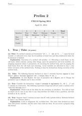 Prelim 2 Solutions Name NetID Prelim 2 CS2110 Spring 2014 April 21 2014 Question Max Score 1