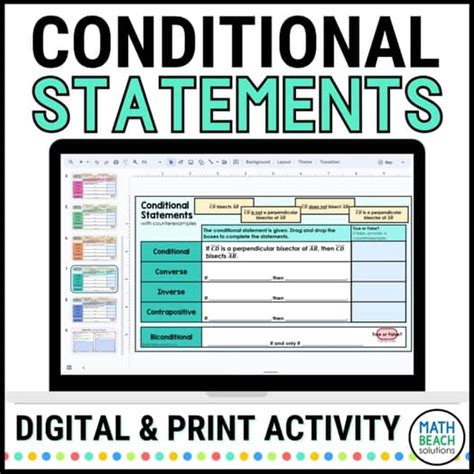 Conditional Statements Activity Print And Digital By Math Beach Solutions