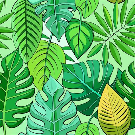현실적인 열대 잎 배경 터 일러스트레이션 프리미엄 벡터
