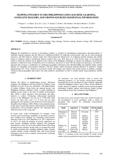 Pdf Mapping Poverty In The Philippines Using Machine Learning