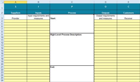 SIPOC Diagram Excel Supplier Input Process Output Customer