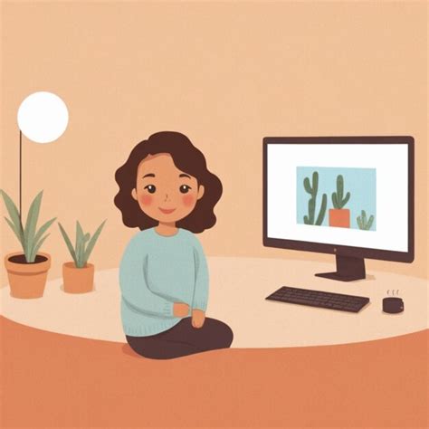 A Girl Sits On The Floor In Front Of A Computer Monitor Premium Ai Generated Image