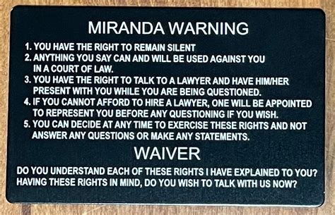 Personalized Miranda Card Sfst Dre Custom Laser Engraved Metal