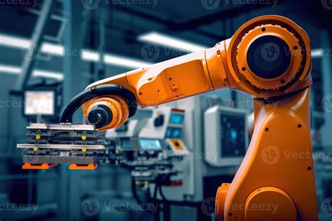 Ai Generated Smart Industrial Automation Advanced Robotic Arm In Modern Factory Created With