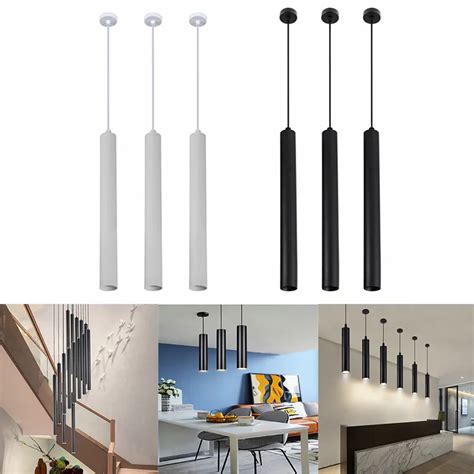 ₩8525에서 30cm 40cm 50cm 튜브 원통형 Led 펜던트 램프 실버 링 현대 스포트 라이트 부엌 섬 식용 룸 숍 바