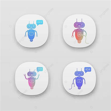 Chatbots App Icons Set Set Question Type Vector Set Question Type Illustration Background And