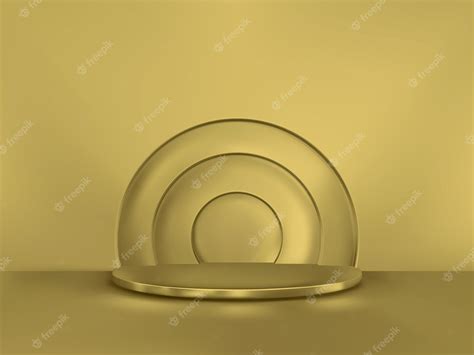 받침대와 쇼케이스가 있는 아름답고 우아한 배경 3d 벡터 골드 무대입니다 럭셔리 연단입니다 프리미엄 벡터
