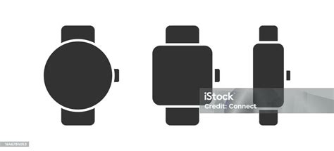 스마트워치 아이콘입니다 스마트 시계 표지판 웨어러블 장치 기호입니다 피트니스 손목시계 기호 손목 아이콘의 시계 블랙 색상 벡터