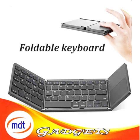 B033 Portable Twice Folding Bluetooth Keyboard Bt Wireless Foldable Touchpad Keypad For Windows