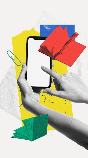 교육을 위해 휴대 전화를 사용하는 인간의 손 현대 미술 콜라주 디지털 플랫폼을 통한 학습의 접근성과 편의성 교육 강좌에 대한 스톡 사진 및 기타 이미지 Istock