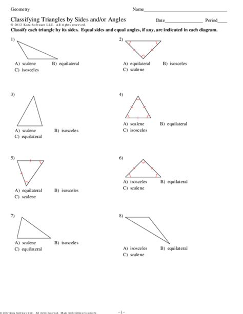 Pdf Classifying Triangles By Their Sides And Angles Homework
