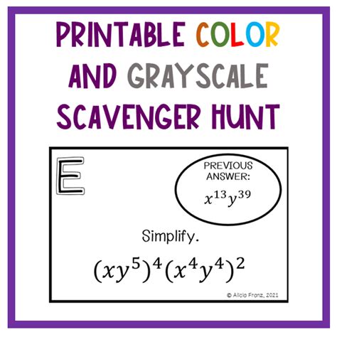 Laws Of Exponents Power To A Power Activity Printable Scavenger Hunt Made By Teachers