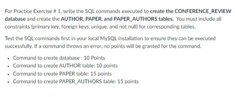 Solved For Practice Exercise 1 Write The Sql Commands