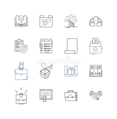 Record Organization Line Icons Collection Cataloging Categorizing