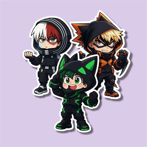 Chibi Digital Hero Sticker Bundle My Hero Academia Set Of 3 Deku