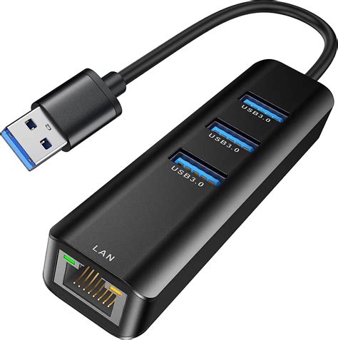Usb To Ethernet Adapter Ablewe 3 Ports Usb 3 0 Hub With Rj45 1gbps Gigabit Ethernet Adapter