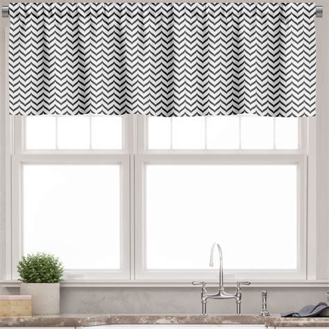 Ambesonne Herringbone Window Valance Zigzag Wavy Lines Art 54 X 18