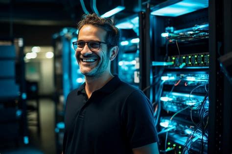 Premium Photo It Technician In Server Room