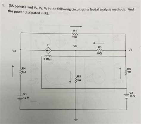 Solved Points Find Va Vb Vc In The Following Circuit Chegg Com