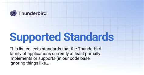 supported standards thunderbird