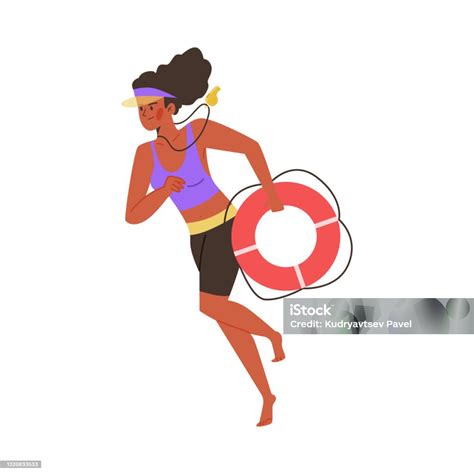 익사 한 사람을 구하기 위해 서둘러 인명 구조원 평평한 벡터 일러스트 고립 인명 구조원에 대한 스톡 벡터 아트 및 기타 이미지 인명 구조원 여성 여성상 Istock