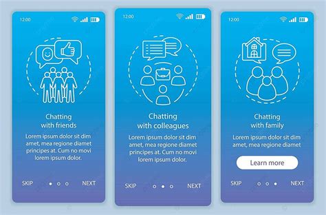 Vector Template Of A Mobile App Onboarding Page Featuring People Chatting Vector Infographic