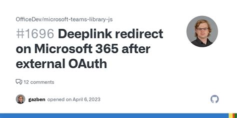 deeplink redirect on microsoft 365 after external oauth · issue 1696 · officedev microsoft