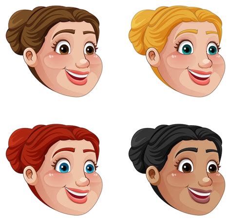 통통한 여자 얼굴 만화 캐릭터 무료 벡터