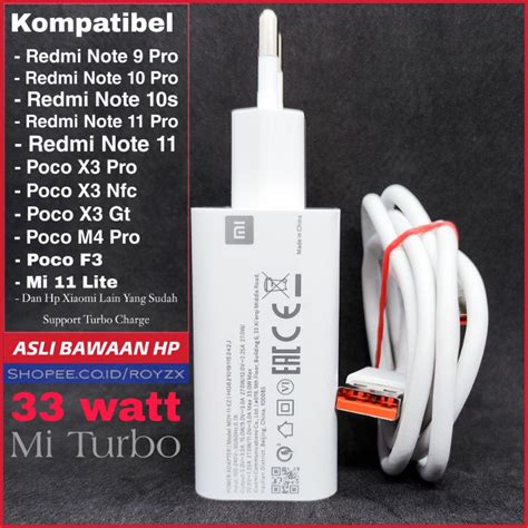 Jual CHARGER CAS XIAOMI 33 WATT POCO X3 NFC X3 PRO F3 F2 REDMI NOTE 10 ORIGINAL BEKAS BAWAAN HP