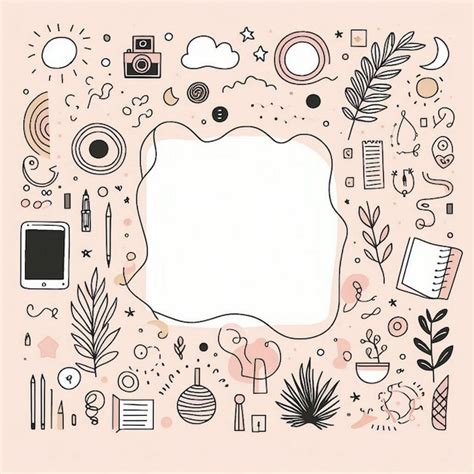 Minimal Doodle Frame Background Social Story Highlight Premium Ai