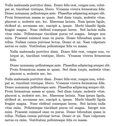 Horizontal Alignment Horizontally Shift Certain Items In A Quote Environment Tex Latex