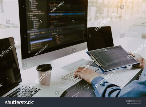 Asian Man Working Code Program Developer Foto Stock Shutterstock