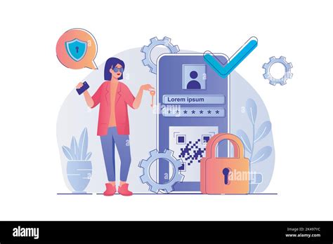 Cyber Security Concept With People Scene Woman Accesses Mobile Application Using Safety