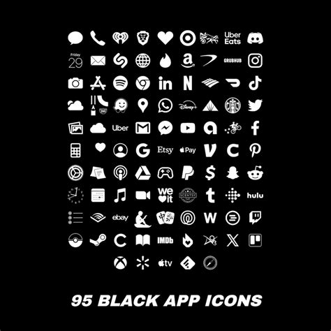 Ios App Icon Bundle Black 95 Icons Etsy