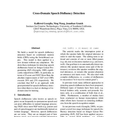 Cross Domain Speech Disfluency Detection Acl Anthology