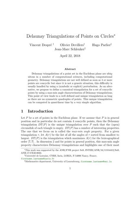 Pdf Delaunay Triangulations Of Points On Circles Dokumentips
