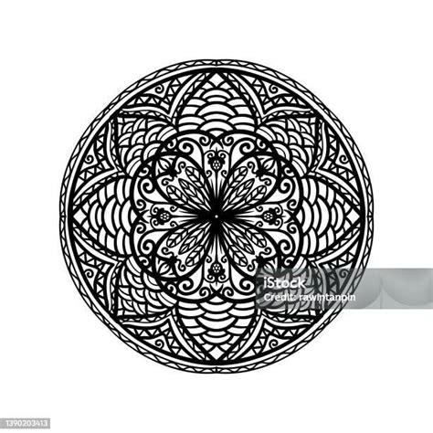 색칠 공부를위한 만다라 장식 둥근 장식품 특이한 꽃 모양 동양 무늬 일러스트 만다라 패턴 직조 디자인 요소 색칠 공부 페이지 꽃 식물에 대한 스톡 벡터 아트 및 기타 이미지