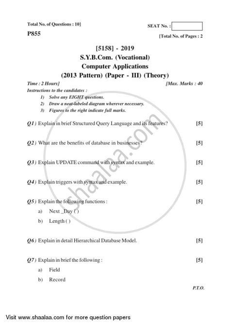 relational database management system 2016 2017 bachelor of commerce vocational s y b