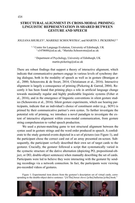 Pdf Structural Alignment In Cross Modal Priming Linguistic