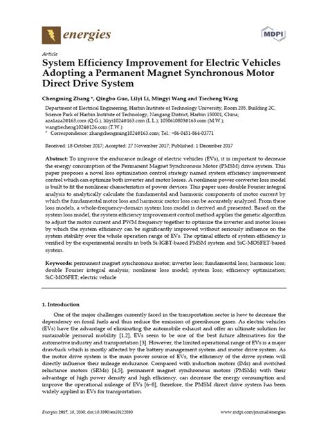 System Efficiency Improvement For Electric Vehicle Pdf Electric