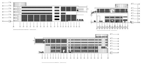 Multi Story Hotel Building All Sided Elevation Drawing Details Dwg File